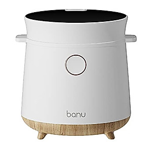 Banu Mini Low Carb Digital Programmable Multi-Functional Rice Cooker, Reduce Sugar Slow Cooker, Warmer, 4 Cups Uncooked, One-Touch Cooking, 24 Hours Delay Timer, Auto Keep Warm Feature