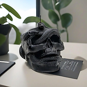 LIDY Big Black Skull Candle 36hr Burn - Unique Candles for Gothic Decor - Emo Goth Black Candles - Skeleton Candle for Creepy Decor & Gifts