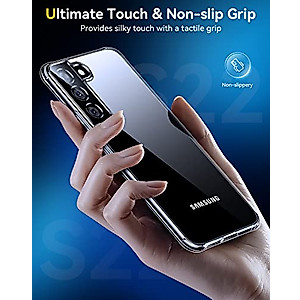 Humixx Samsung Galaxy S22 Crystal Clear Case, [20X Anti-Yellowing][Military Grade Shockproof] Soft Slim Fit Transparent Protective TPU Silicone Bumper Airbag Case Cover for Samsung S22 5G,Clear