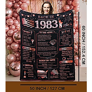 Henghere 40th Birthday Gifts for Women, 40th Birthday Gift for Friend, Mom, Sister, Wife, Aunt, Coworker, Happy 40 Year Old Birthday Decorations Women | Blanket for Bed Sofa 60x50 Inches, Rose Gold