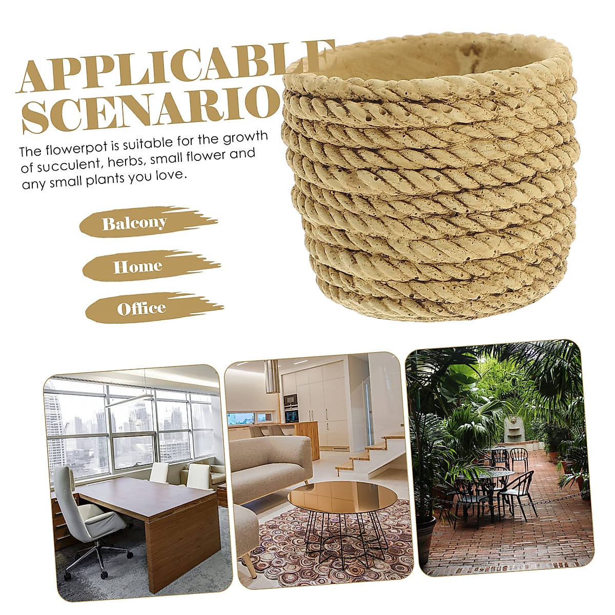 DOITOOL Container Basket Succulents Fake Decorative Plant for Bonsai Cement Woven Small Rustic Simulation Decoration Home Planter Cactus Window Yellow Succulent Pots Rattan Flower Pot