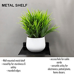 Spillbox Metal Wall Mounted Floating Shelf|Shelves|Stand|Rack|Holder Wi-fi Camera|Bluetooth Speaker|Webcam|Mesh Router|Photo Frames|Planter Pot |Access Hole for Cable Cords-Pack 1