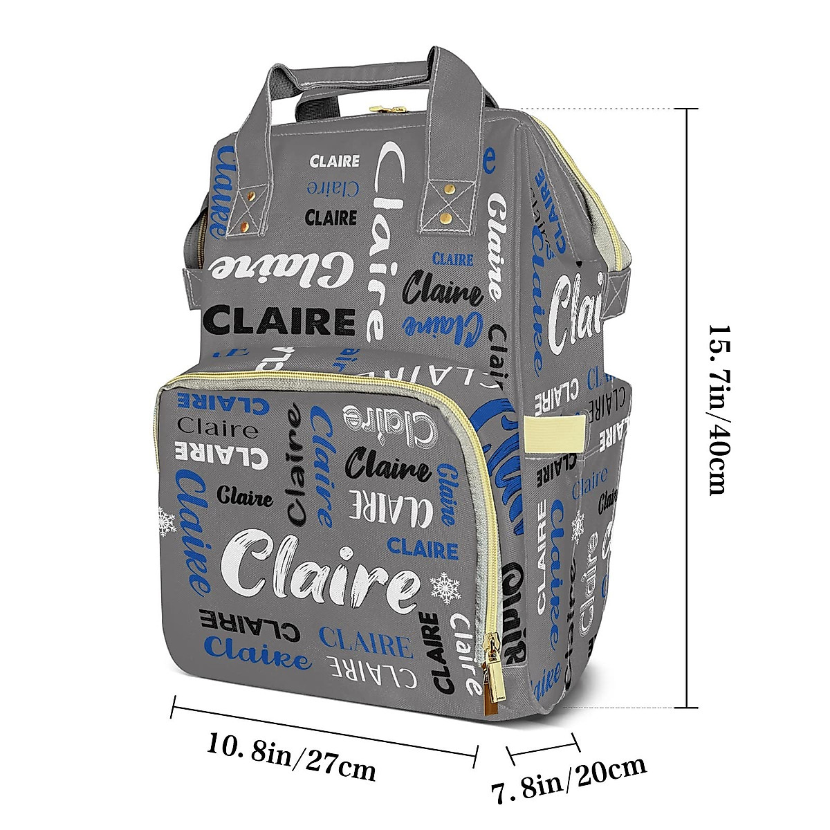 ZAACUSTOM Waterproof Custom Diaper Bag for Baby Boy Girl, Large Capacity Personalized Diaper Bag with Name, Multifunctional Diaper Bag Backpack with Adjustable Shoulder Straps