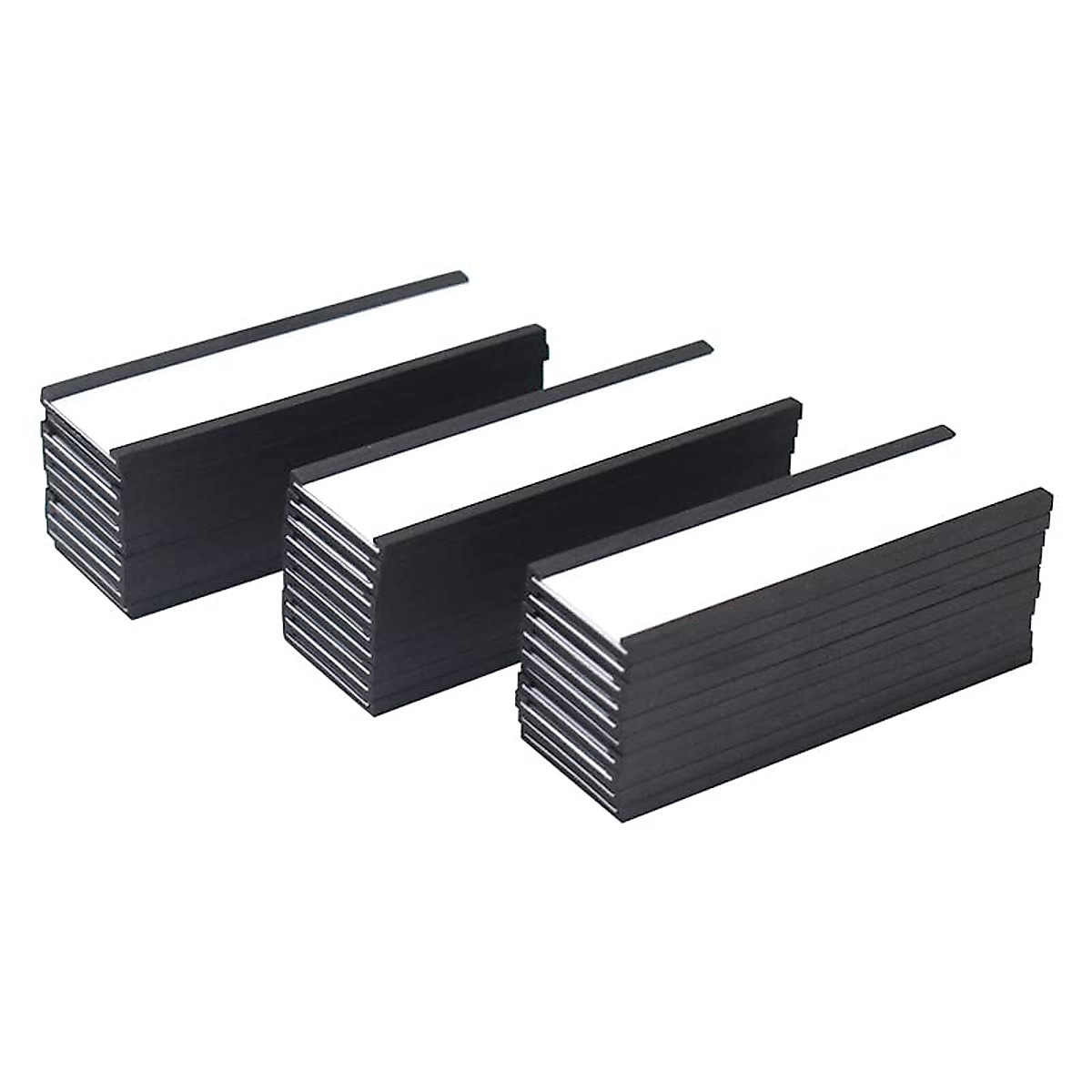 MVISUAL C Channel Magentic Label Holders 1x3 Inches with Paper Inserts and Clear Plastic Protectors, Pack of 30, Magnetic Data Card Holders File Cabinet Labels