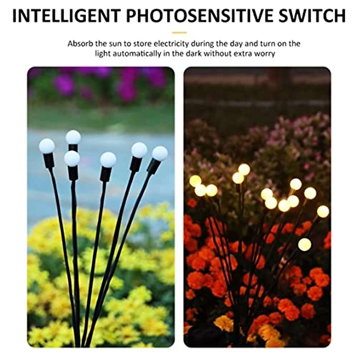 2PC 6LED Swaying Solar Powered Waterproof Lights, Garden Lights, Garden Decor, Lawn Decoration, Flower Lighting