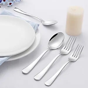 E-far Heavy Duty Silverware Set for 8, 40-Piece Stainless Steel Flatware Cutlery Set, Thick Metal Eating Utensils Including Forks and Spoons Knife, Heavy Weight & Mirror Finish, Dishwasher Safe