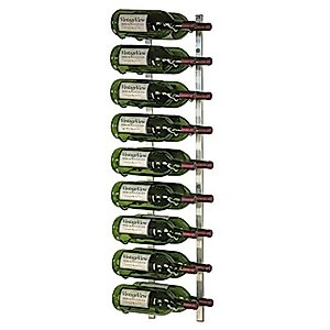 VintageView Wall Series - 18 Bottle Wall Mounted Wine Rack (Brushed Nickel) Stylish Modern Wine Storage with Label Forward Design