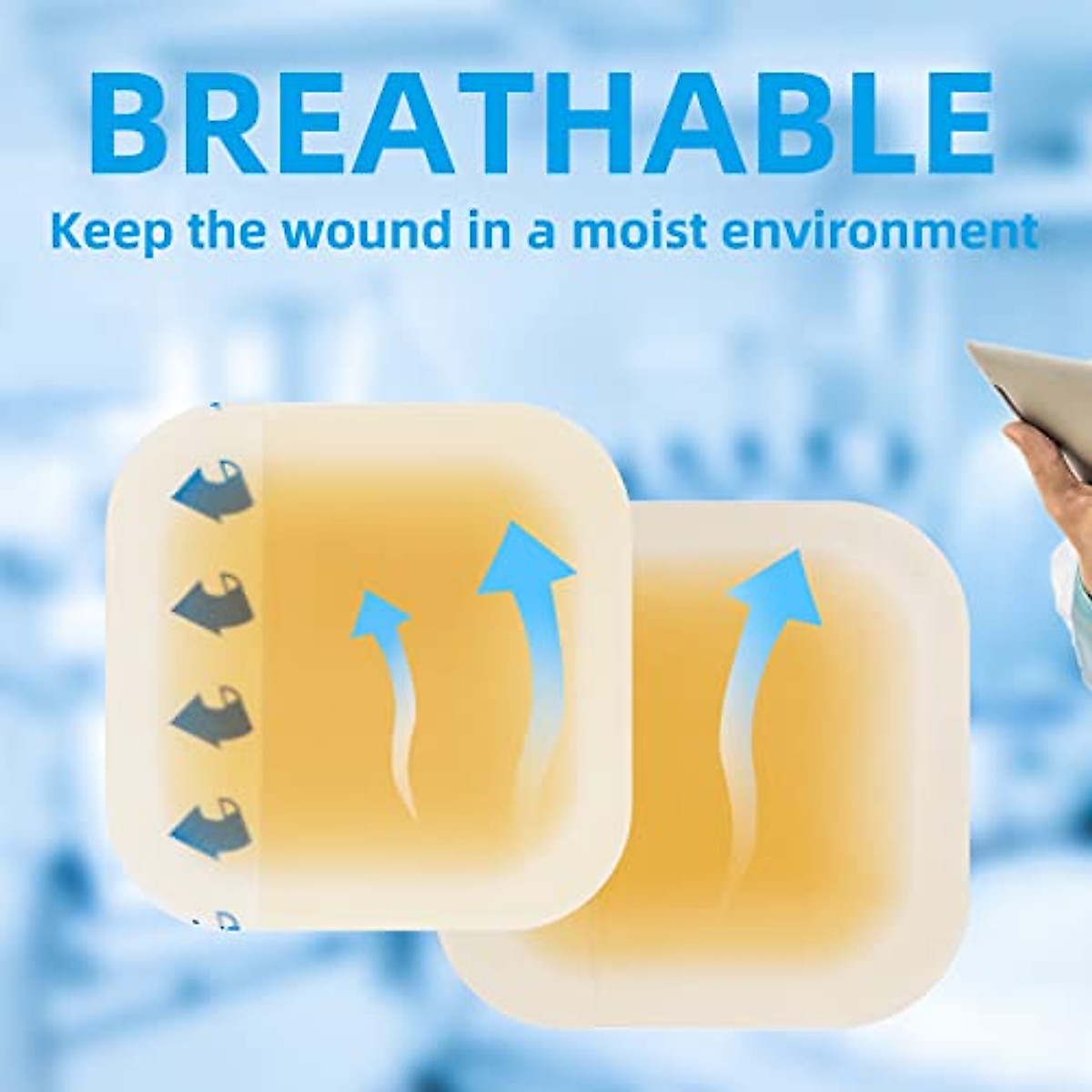 Dr. Med Hydrocolloid Wound Dressing 4"x4"-10 Pack/Box, Waterproof Adhesive Bordered Bandage, for Light Exudate, Abrasions, Pressure Ulcer, Bed Sore, Superficial Wound Care