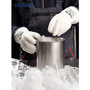 LANON Liquid Silicone Gloves, Heat Resistant Oven Gloves with Fingers, Food Grade, Waterproof, White, Medium