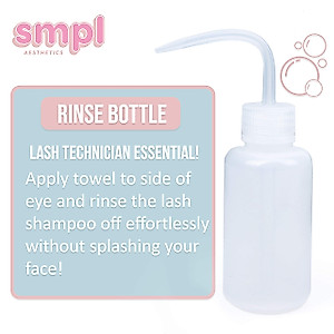 SMPL Aesthetics Eyelash Extension Cleanser, Lash Shampoo, Lash Cleaner for Extensions, Lash Brush, Rinse Bottle, Lash Bath, Free E-Book Sensitive, Paraben, Sulfate Free, Makeup Remover, Primer (Fresh)