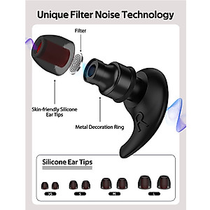 Ear Plugs for Noise Reduction, Ear Plugs for Sleeping Noise Cancelling, Ear Plugs, Sleeping Ear Plugs, 32dB Soft Reusable Ear Plugs for Sleep, Snoring, Sound Blocking, 8 Ear Tips in XS/S/M/L