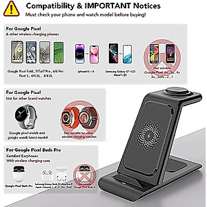HATALKIN Upgraded Wireless Charger for Google Pixel Watch,3 in 1 Wireless Charging Station for Google Pixel 7/7A/7 Pro/6/6 Pro/5/4/3/XL,Pixel Fold,Pixel Buds Pro,iPhone 14/Samsung S23,Air-pods
