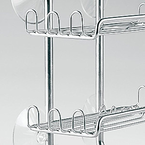 iDesign Classico Steel Bathroom Suction Organizer Shelves - 9" x 4.5" x 10.75", Silver