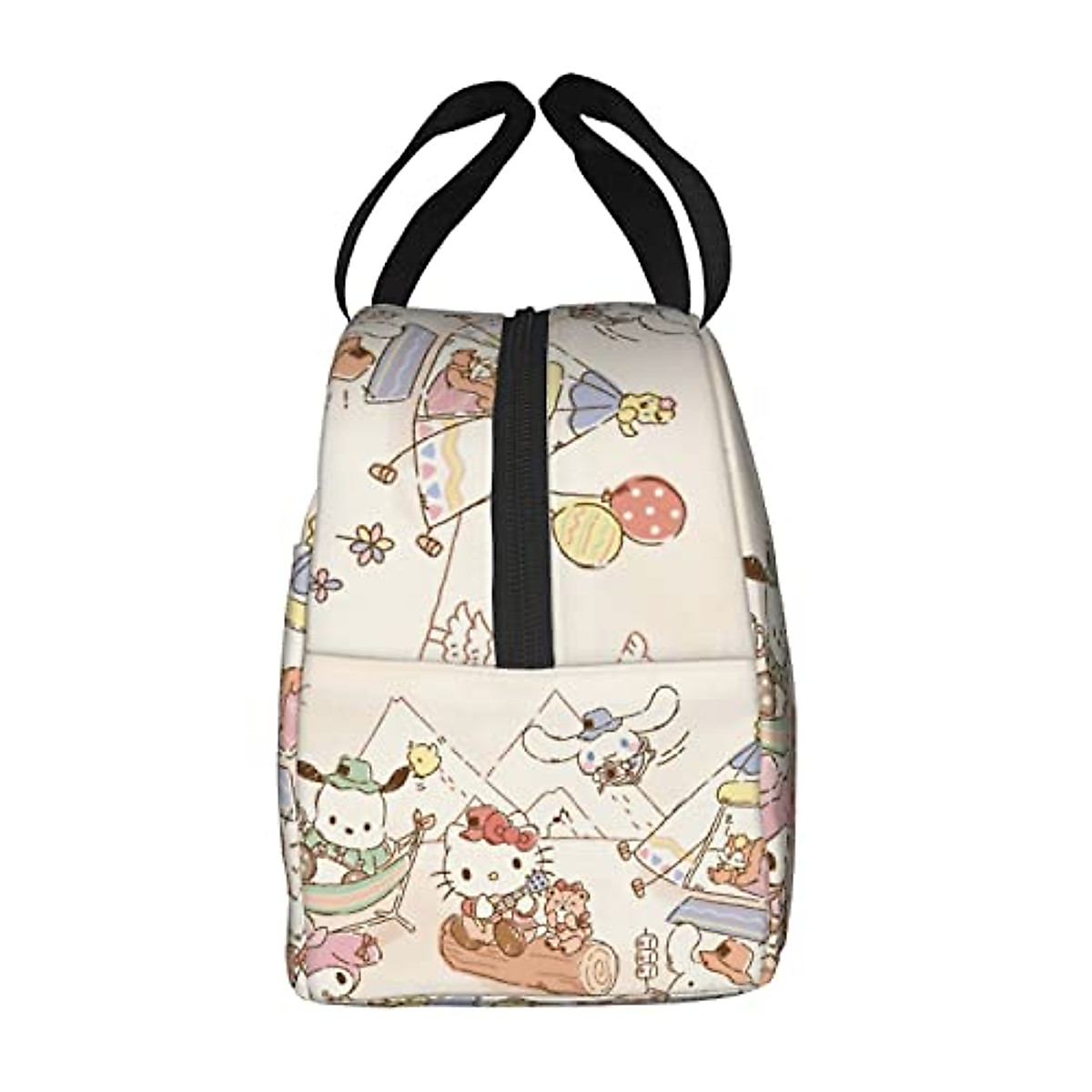 xyndbik Anime Cute Lunch Bag for Women and Girls Kawaii Insulated Lunch Box Reusable Tote Bag with Pocket for Work Office Picnic