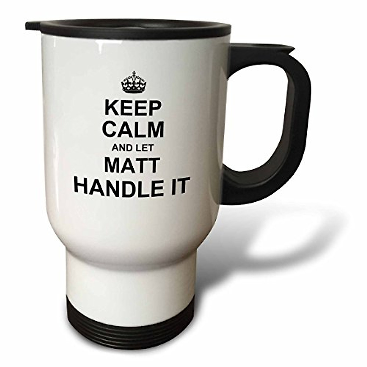 3dRose Keep Calm and Let Matt Handle it Travel Mug, 14 oz, Natural