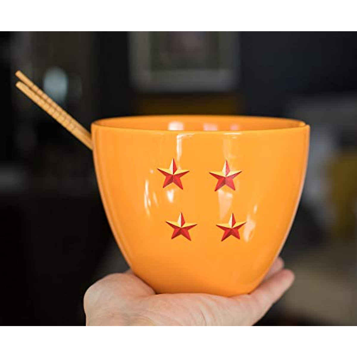 Dragon Ball Z 4-Star Ball Ceramic Noodle Bowl & Chopsticks Set | Official Goku Themed Dragon Ball Z Collectible Bowl | 16 Ounce Dish