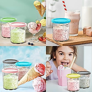 SAMTURUI Ice Cream Containers 24oz Replacement Pints and Lids for Ninja Creami 4 Pack, Compatible with Ninja NC501 NC500 Series/Deluxe Ice Cream Maker, BPA-Free, Dishwasher Safe, Leak Proof