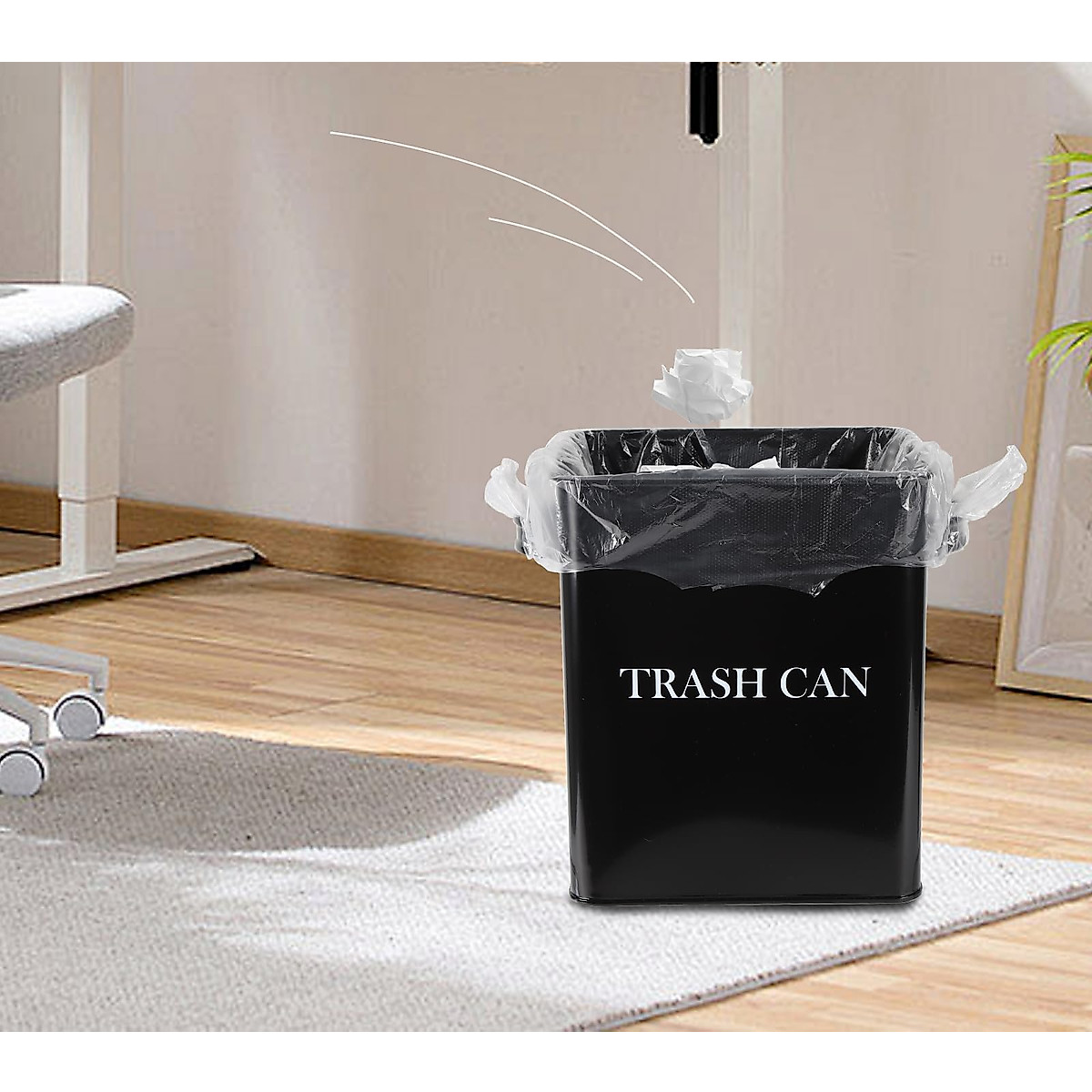 Xbopetda Desk Trash Can, Metal Countertop Trash Can with 20 Garbage Bag, 7.8 L / 2 Gallons Trash Can Dispenser Wastepaper Basker for Office, Small Garbage Can for Bathroom Vanity Coffee Table (Black)