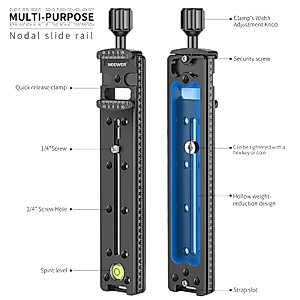 Neewer 200mm Professional Rail Nodal Slide Metal Quick Release Clamp for Camera