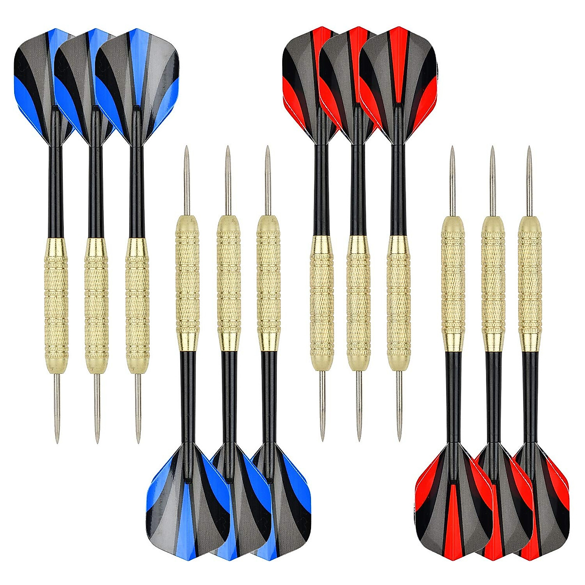 Tian ma Sisal Bristle Dartboard 17.7x1.5 Staple-Free Bullseye 12 Steel Tip Darts 18g Dartboards Mounting Kits Included