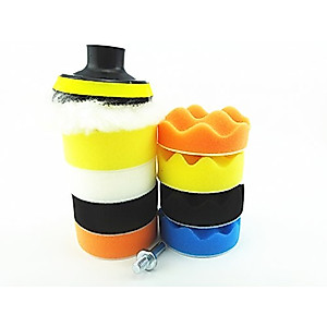 SHINA 11Pcs 3“ High Gross Polishing Buffing Waxing Buffer Pad Kit for Car Polisher M10 Thread