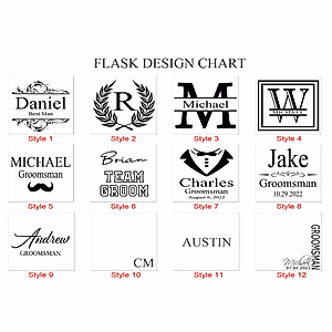 Personalize Gift Groomsmen Proposal 6pc Black Flask Gift Box Set Custom Laser Engraving