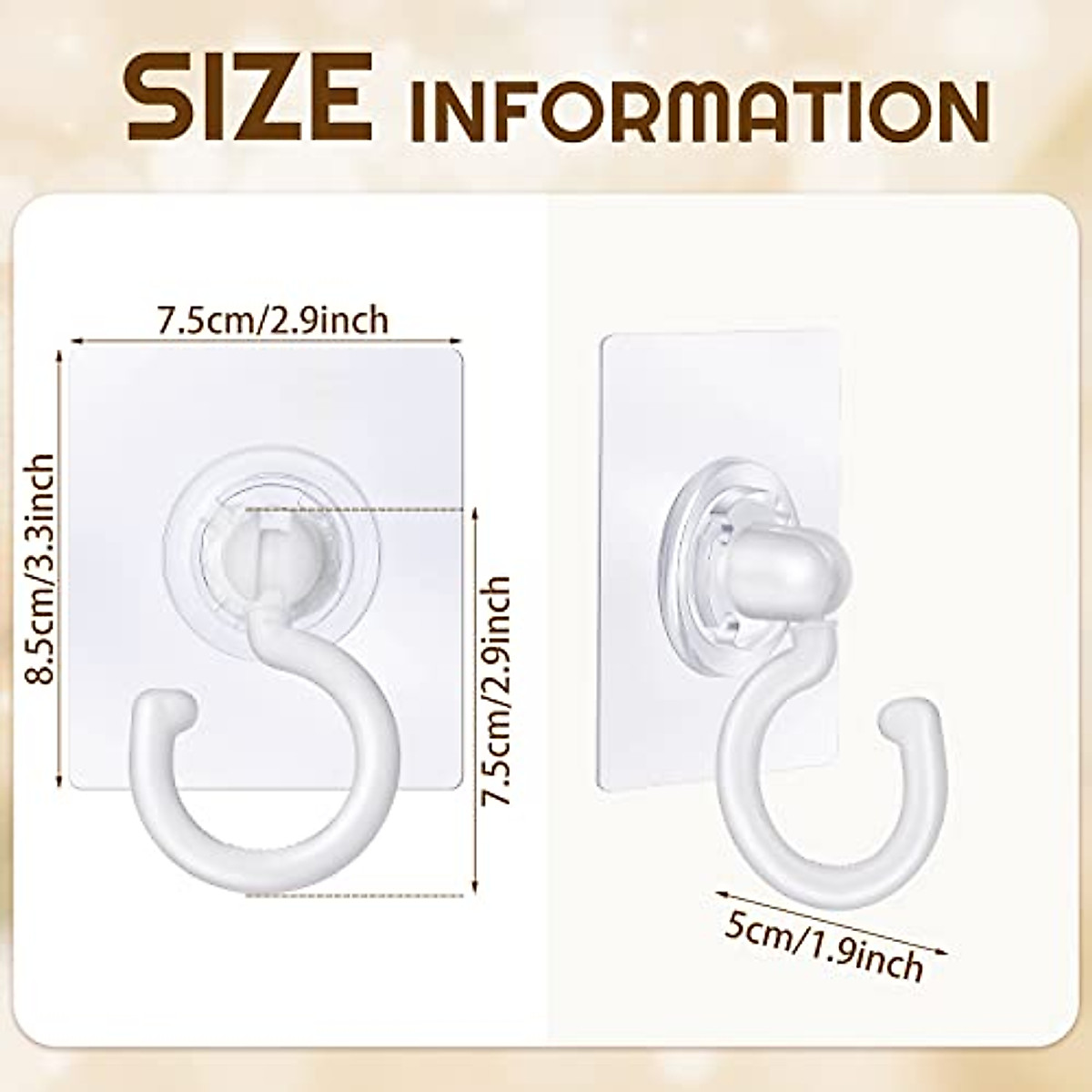 Jetec 9 Pieces Adhesive Ceiling Hooks White Under Cabinet Hooks Plastic Heavy Duty Adhesive Hooks Utility Hooks for Ceiling Hanging Sticky Ceiling Hooks for Kitchen Bathroom Bedroom Wall Hooks Holder