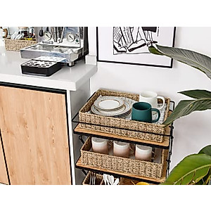 StorageWorks Large Storage Baskets, Seagrass Baskets for Shelves, Handwoven Wicker Baskets for Organizing, Toilet Paper Basket, Natural, 2 Pack