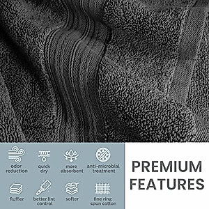 Bennett and Shea 8-Piece Luxury Hand Towels, Odor Resistant, 16 x 28 Premium Anti-Microbial Hand Towels for Bathroom, Highly Absorbent and Quick Dry Bath Towels, Soft Towel Set, Obsidian Charcoal