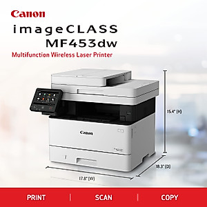 Canon imageCLASS MF453dw All-in-One Wireless Monochrome Laser Printer | Print, Copy, & Scan| | 5" Color Touch LCD | One Pass Duplex Scan
