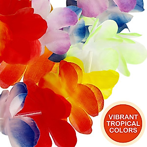 GoodUping 50 PCS Hawaiian Leis, Perfect Luau Party Supplies for Summer Beach Vacations, Essential Party Decorations for Birthday, Graduation, and Wedding Celebrations
