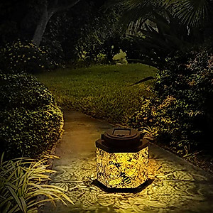 Solar Lanterns Lights Outdoor Hanging Lantern Garden Metal Waterproof LED Lantern Decor with bee Pattern Lights Solar Lamp Solar Lantern Table Lights for Desk Lawn Patio Pathway Landscape