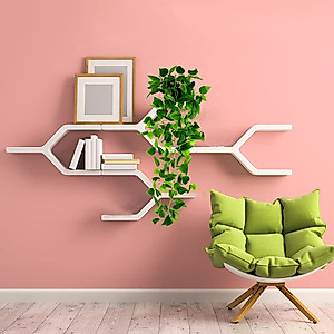 FOLUXING 1 Pack Artificial Hanging Plants, Fake Potted Plant with Black Pot for Home Indoor/Outdoor Office Garden Decor