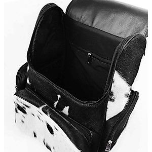 UGFashions Cowhide Print Hair Diaper Bag Leather Backpack Rucksack/Knapsack Shoulder Travel Bag Black & White