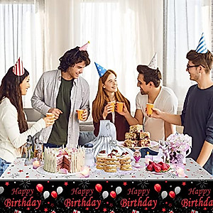 Red and Black Party Decorations, Birthday Decorations for Boys Girls Red Bady Party Supplies for Men Women BirthdayTablecloth Hanging Swirls Decor for 13th 15th 16th 18th 21st