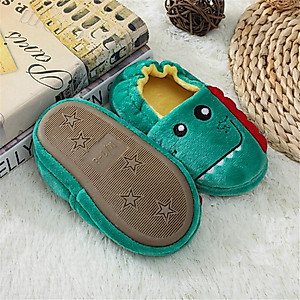 Csfry Toddler Boys Dinosaur Slippers Cartoon Warm Home Shoes US11-12
