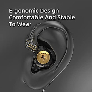Sicanal KZ EDX PRO HiFi Earphone 1DD Dual Magnetic Circuit Dynamic Drive Music Earbuds Sports Headphone Noise Cancelling Headset with Detachable Upgraded Cable (Black, Without Mic)