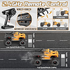 Hosim Brushless RC Car, 1:16 55+KMH 4WD Fast Remote Control Truck for Adults, Radio Cars Off-Road Waterproof Hobby Grade Toy Crawler Electric Vehicle Gift for Boys Children (Orange)