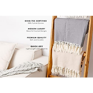 Sultana Luxury Linens - Turkish Throw Blanket | 100% Turkish Cotton | Decorative Boho Blanket for Modern Home Living | 52 x 67 Inches (Okanagan Stripe)