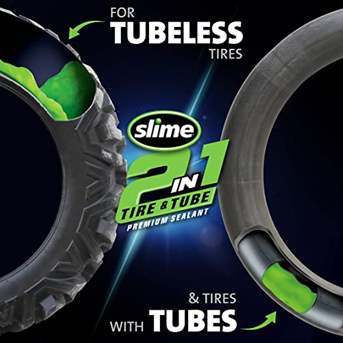 Slime 10194 Tire and Tube Sealant, Puncture Repair, 2-in-1, Prevent and Repair Flat Tires, for ATVs, UTVs, Lawn Mowers, Tractors, Trailers, Eco-Friendly, 32oz bottle