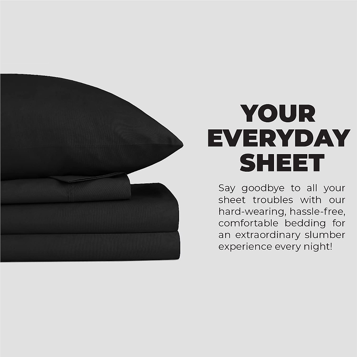 Karin Maki Microfiber Full Size Bed Sheets Set - 1800 Thread Count Bed Set - Super Soft Luxury Egyptian Bedding - Deep Pocket Fitted Sheet with Pillow Cases - Wrinkle Free and Fade Resistant - Black