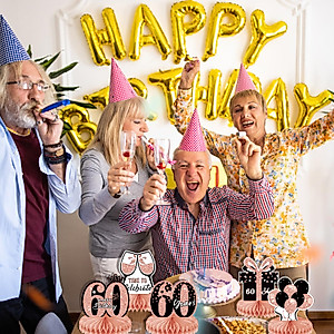 10 PCS Rose Gold 60th Birthday Decoration，60th Birthday Centerpieces for Tables， Happy 60th Honeycomb Table Topper for Women，60th Birthday Table Sign Decor