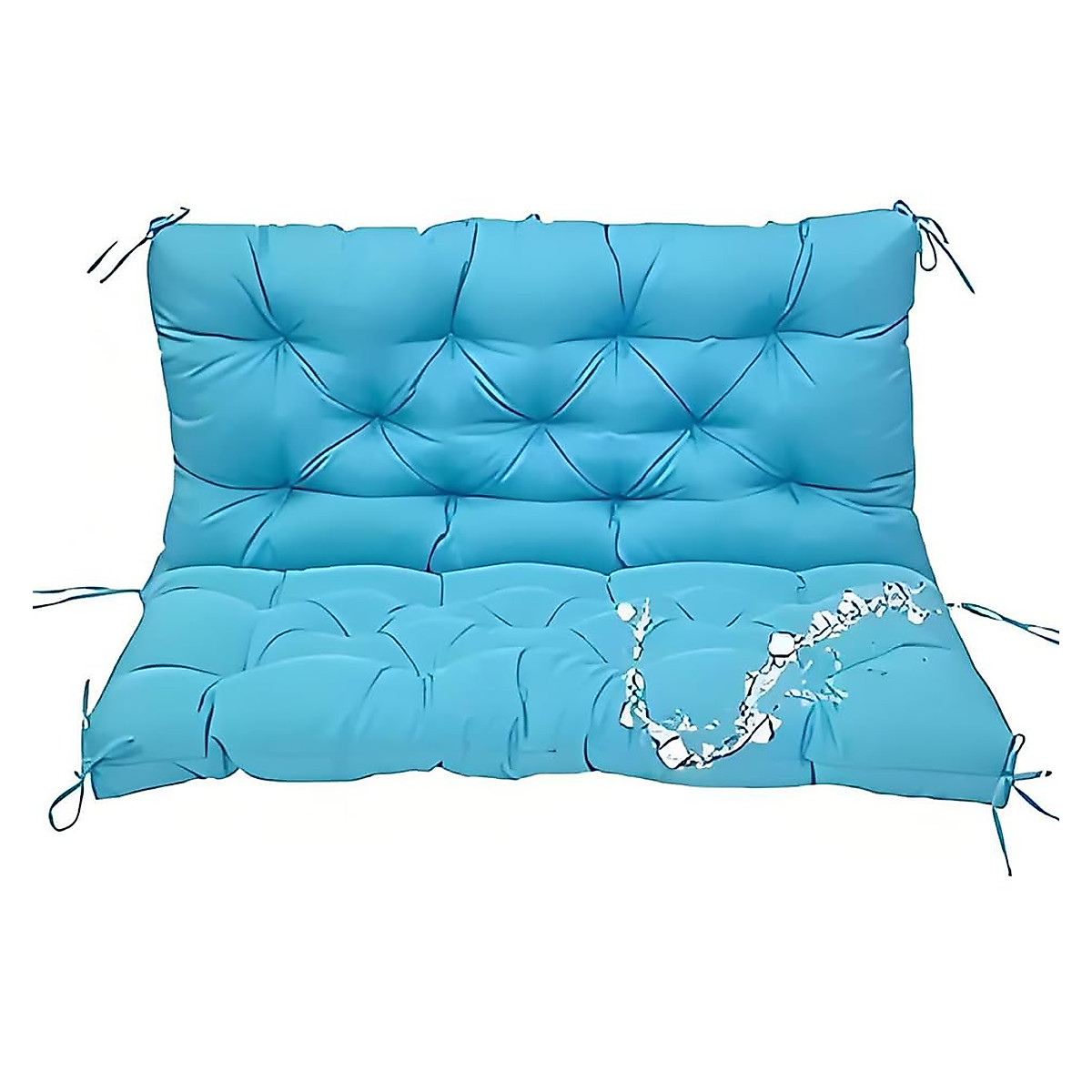 Waterproof Thicken 5"outdoor swing cushions 2-3 Seater Washable Swing Replacement Cushions High elastic PP cotton filling,for garden patio loveseat Pad,non-slip-with fixed rope,47"x40"/Lake Blue