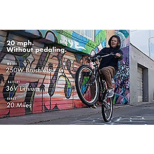 Hurley Electric Bikes Kickflip Beach Cruiser Single Speed E-Bike (Navy, Medium / 16 Fits 5'4"-6'1")