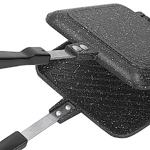 Lazmin112 Nonstick Double Sided Frying Pan, Breakfast Pot Aluminum Alloy Flip Tray Barbecue Plate for Indoor and Outdoor Cooked Chicken Fish