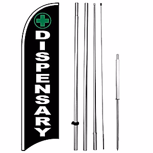 Dispensary Windless Swooper Flag Kit 15' Feather Banner Sign kb-h