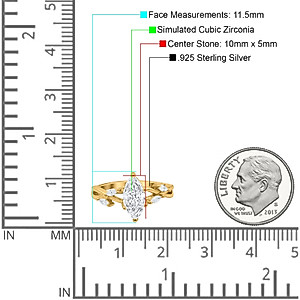 Blue Apple Co. Yellow Tone, Simulated Cubic Zirconia Size-7 Infinity Twist Marquise Art Deco Engagement Wedding Bridal Ring Round CZ 925 Sterling Silver