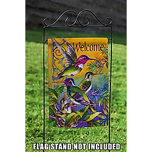 Toland Home Garden 119459 Hummingbird Home Hummingbird Flag 12x18 Inch Double Sided Hummingbird Garden Flag for Outdoor House Bird Flag Yard Decoration