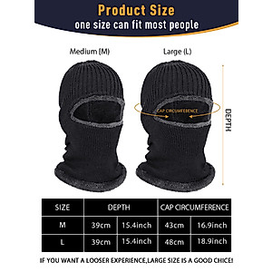 3 Pieces Winter Warm Knitted Balaclava Neck Warmer Hat Fleece Ski Face Covering Windproof Face Scarf for Outdoor Sport (Navy Blue, Light Gray, Black,M)