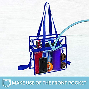 Bags for Less Clear Bag Stadium Approved Tote with Handles Double Zippers Adjustable Shoulder Straps